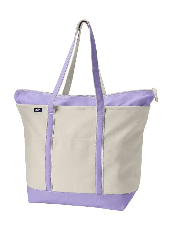 LANDS' END Canvas Tote Bag - Natural/lavender Cloud