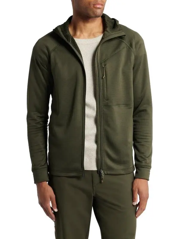 Fjallraven Abisko Grid Fleece Hoodie - Deep Forest