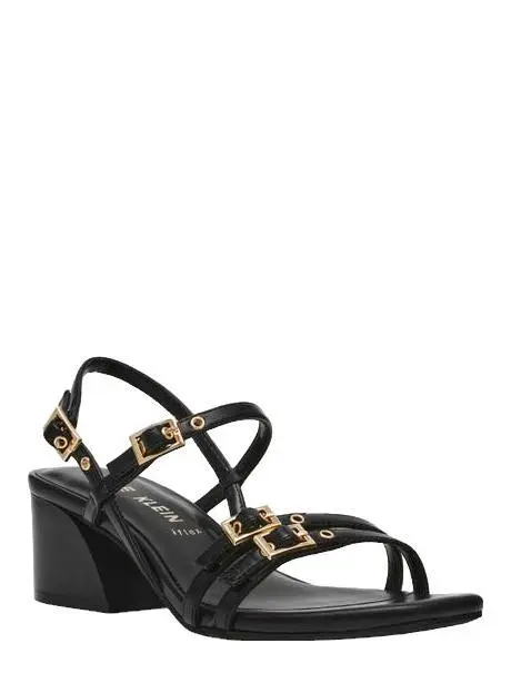 Anne Klein Mackenzie Strappy Sandals - Black Smooth