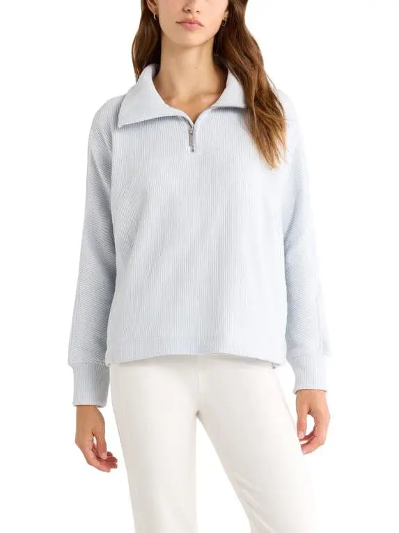 Zella Half-zip Waffle Stitch Pullover - Blue Ancient Marl