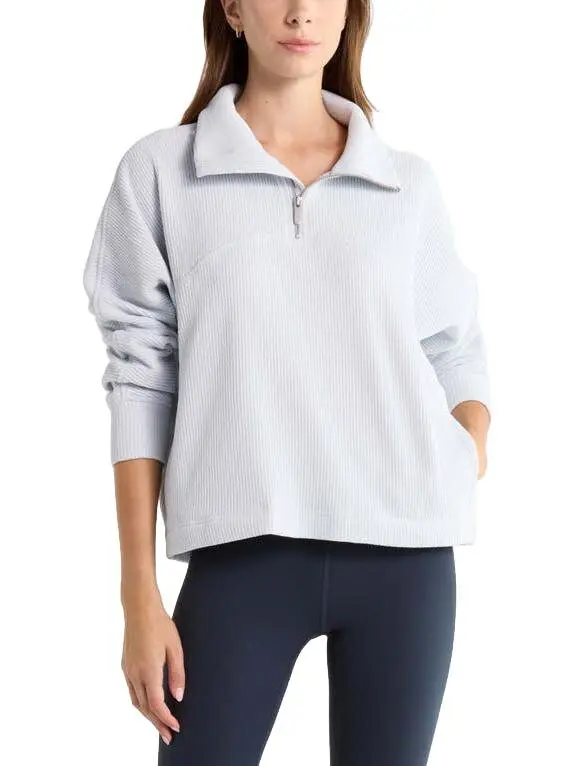 Zella Half-zip Waffle Stitch Pullover - Blue Ancient