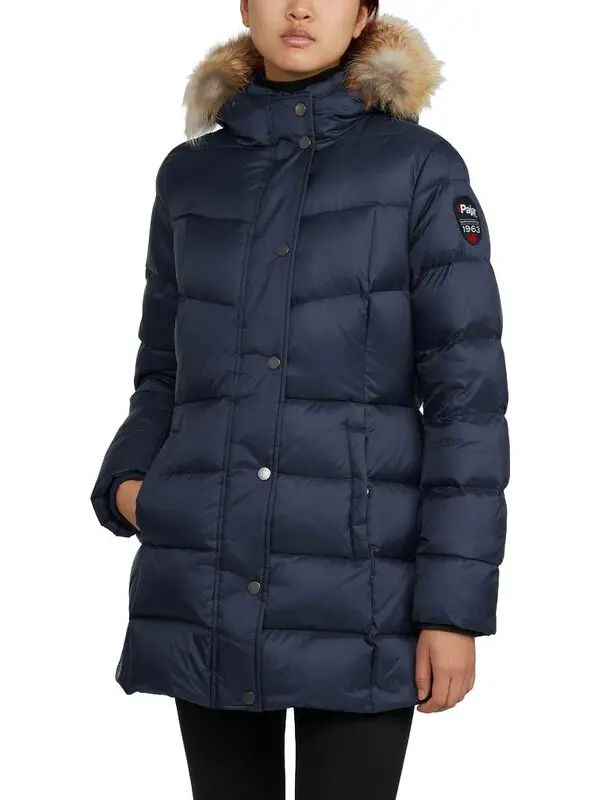 Pajar Roxy Quilted Puffer With Detachable Faux Fur Trim - Navy/crystal