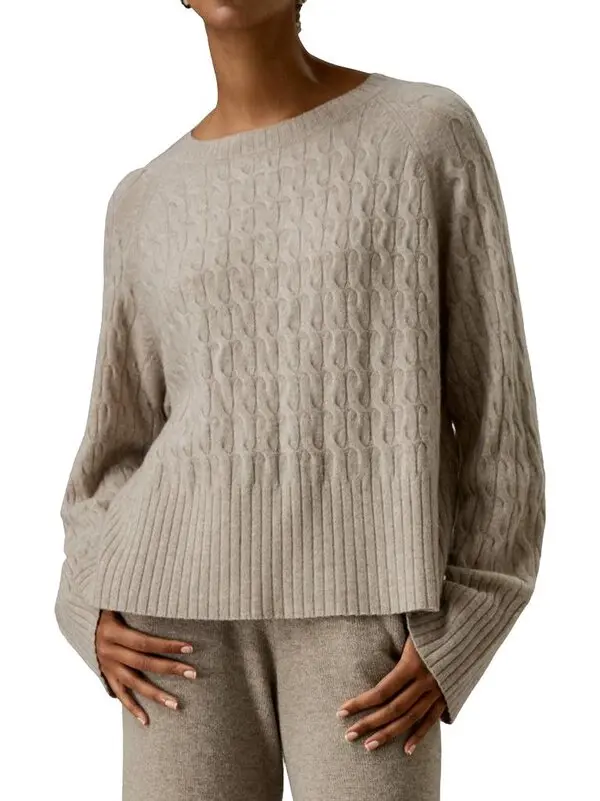 Lilysilk Baby Cashmere Cable-knit Sweater - Camel