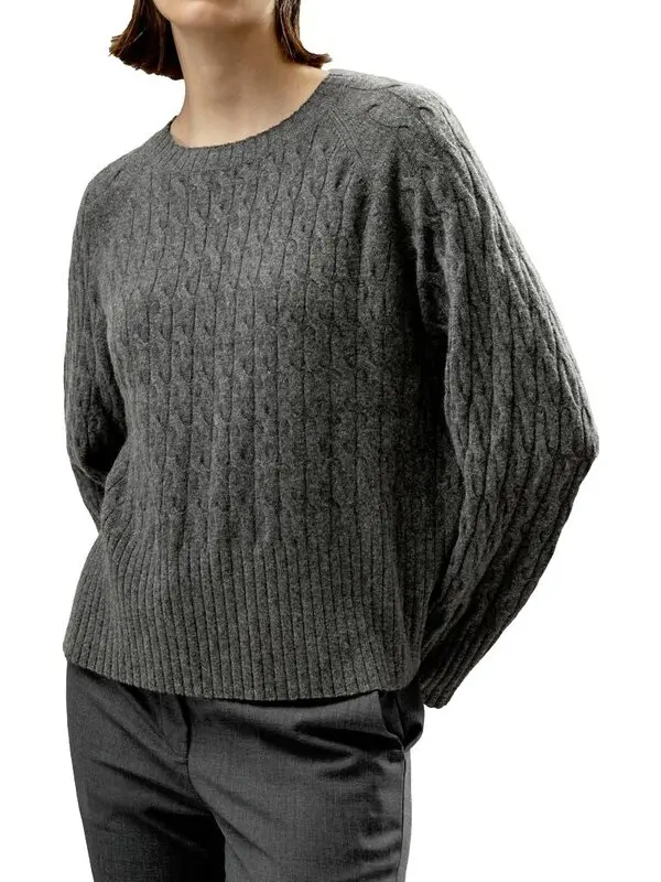 Lilysilk Baby Cashmere Cable-knit Sweater - Medium Gray