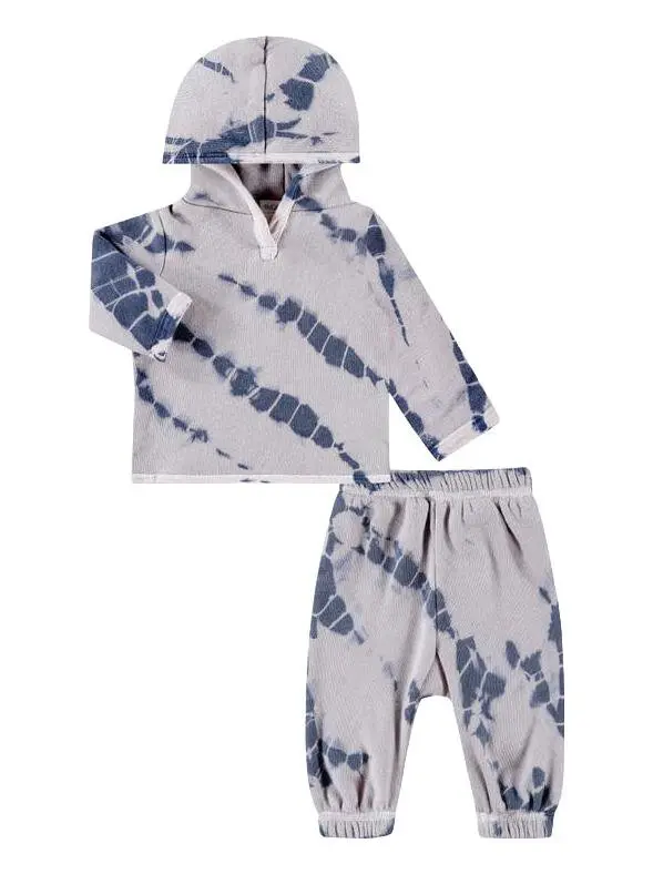 PAIGELAUREN Tie Dye Hoodie And Sweatpants Set - Gray
