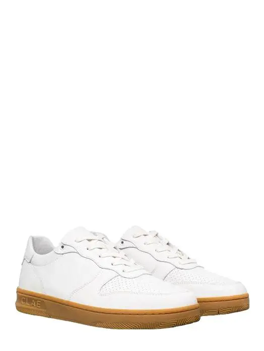 Clae Malone Leather Sneaker - White Leather Light Gum