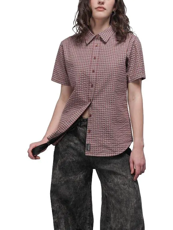 WILDFANG Cotton Button-up Short Sleeve Shirt - Cinnamon