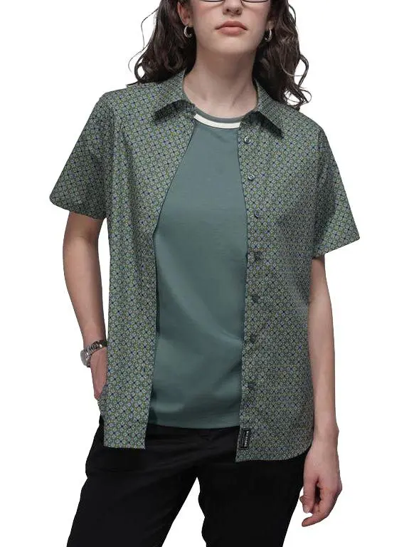WILDFANG Cotton Button-up Shirt - Mosaic Dark Teal