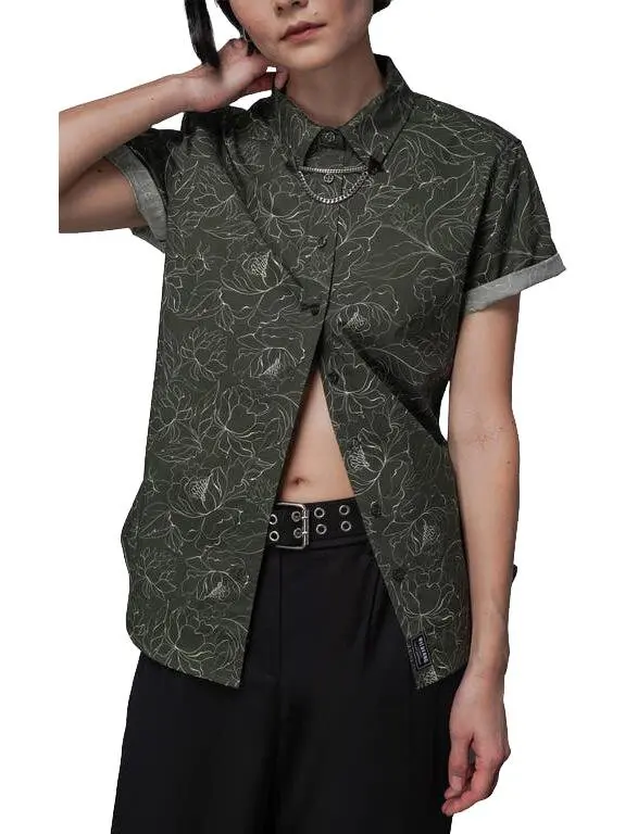 WILDFANG Cotton Button-up Shirt - Peony Spruce
