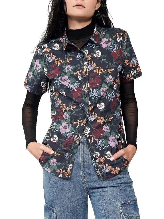 WILDFANG Cotton Button-up Shirt - Wildflower Navy