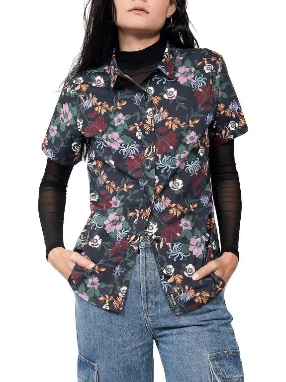 WILDFANG Cotton Button-up Shirt - Wildflower Navy