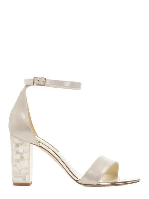 FREYA ROSE Martene Ankle Strap Pearl Heel Sandal - Champagne