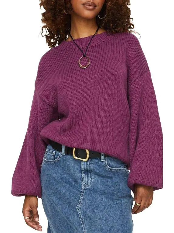 Princess Polly Harmony Balloon Sleeve Sweater - Burgundy