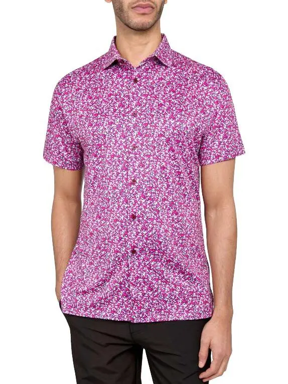 CON.STRUCT Micro Floral Print Performance Button-down Shirt - Multi