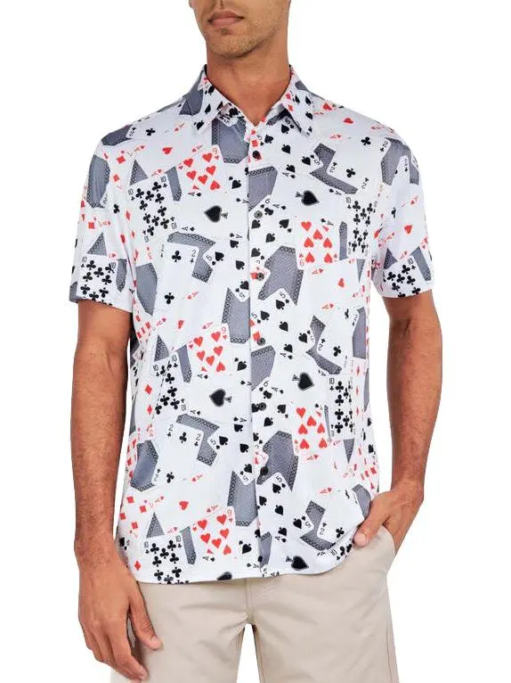 CON.STRUCT Playing Cards Print Performance Button-down Shirt - Multi