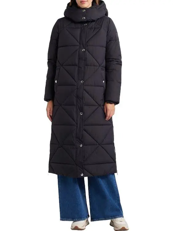 Sam Edelman Quilted Puffer Coat With Removable Hood - Navy