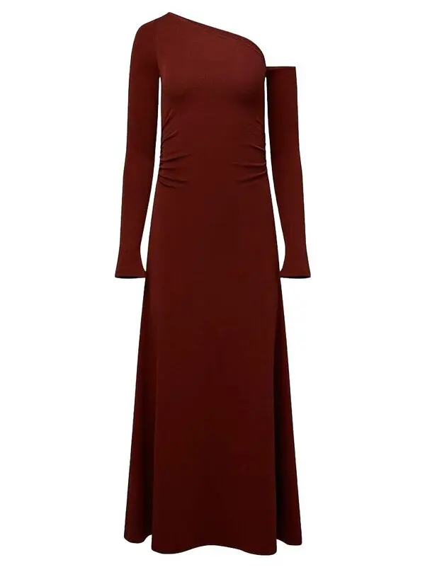 WeWoreWhat Long Sleeve Off Shoulder Midi Dress - Chestnut