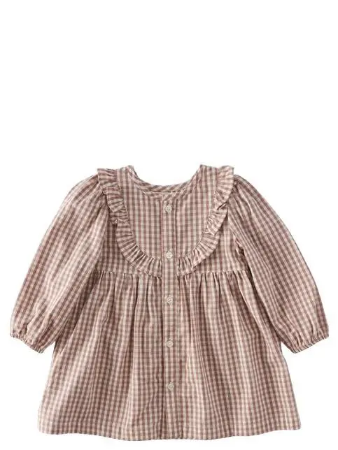 PEHR Gingham Ruffle Organic Cotton Dress - Thistle