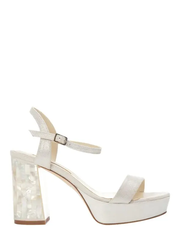 FREYA ROSE Gigi Ankle Strap Pearl Heel Sandal - Ivory