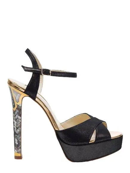 FREYA ROSE Cleopatra Noir Ankle Strap Pearl Heel Sandal - Black