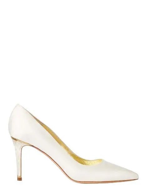 FREYA ROSE Chelsea Pointed Toe Pearl Heel Pump - Ivory