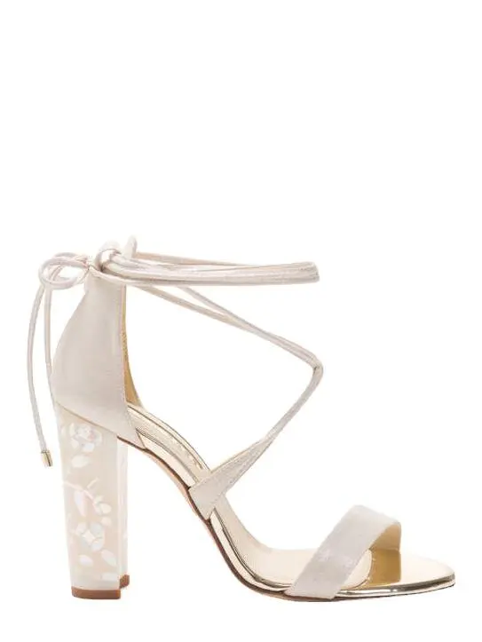 FREYA ROSE Flora Ankle Strap Pearl Heel Sandals - Ivory