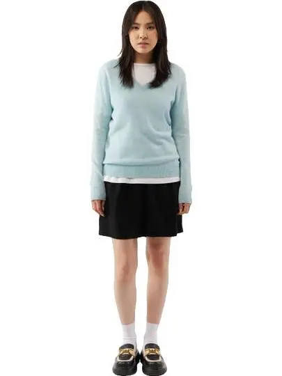 GOBI MONGOLIAN CASHMERE Essential Cashmere V-neck Sweater - Blue Glass