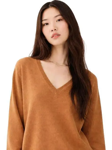 Gobi Cashmere Essential V-neck Sweater - Chipmunk
