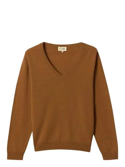 Gobi Cashmere V-neck Sweater - Chipmunk