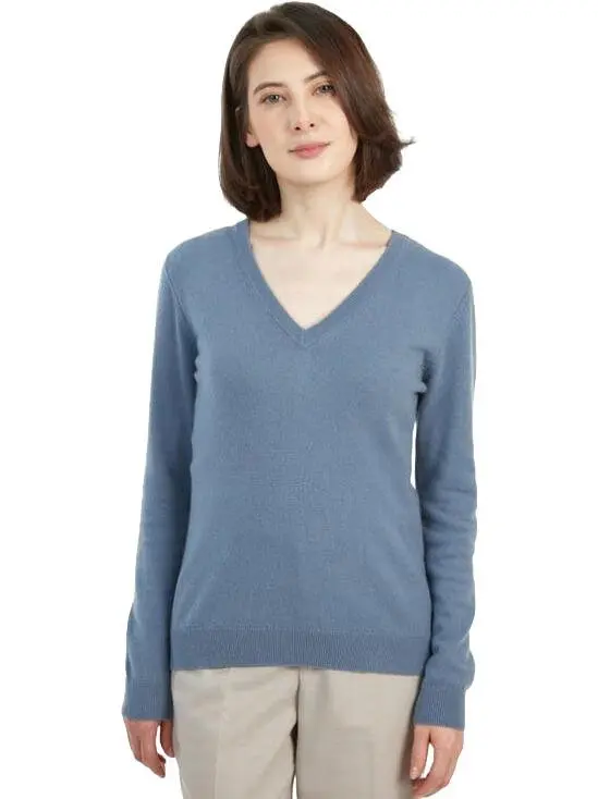 GOBI MONGOLIAN CASHMERE Essential Cashmere V-neck Sweater - Purple Impression