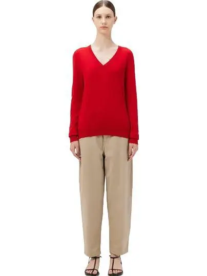 GOBI MONGOLIAN CASHMERE Essential Cashmere V-neck Sweater - Red