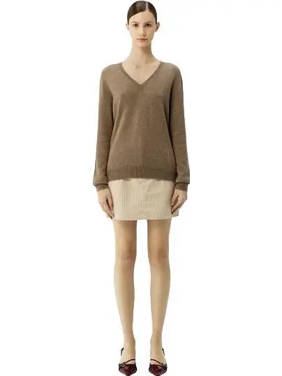 Gobi Cashmere V-neck Sweater - Taupe
