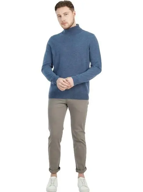 Gobi Cashmere Essential Cashmere Turtleneck Sweater - Bijou Blue