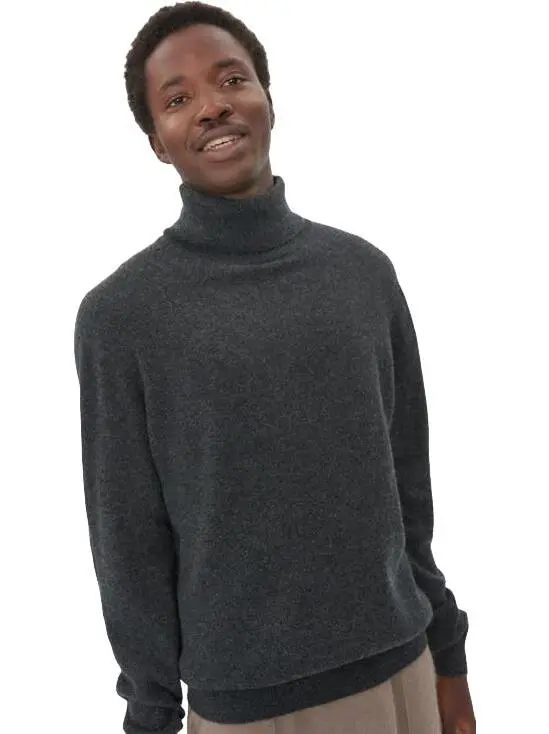 Gobi Cashmere Essential Cashmere Turtleneck Sweater - Charcoal