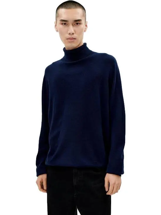 Gobi Cashmere Essential Cashmere Turtleneck Sweater - Navy