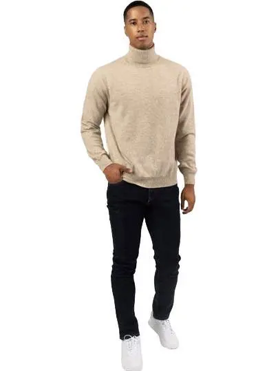 Gobi Cashmere Essential Turtleneck Cashmere Sweater - Warm Grey