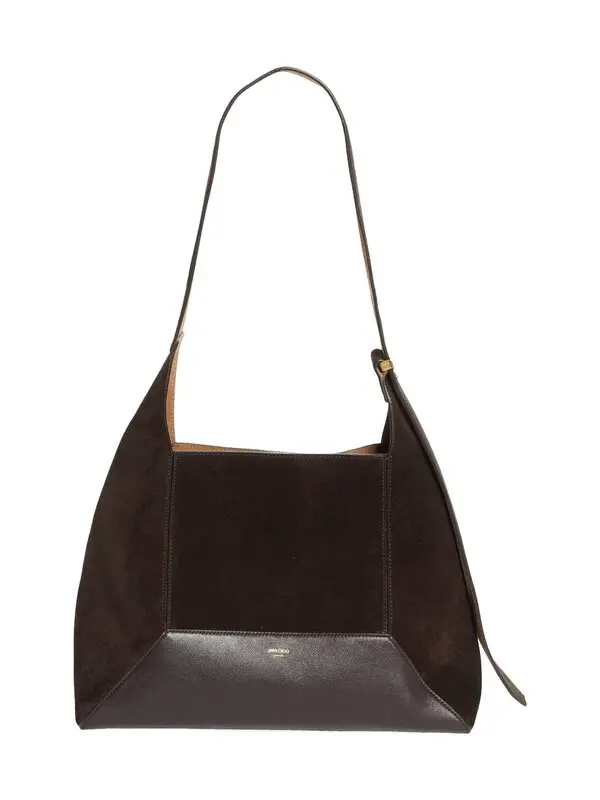JIMMY CHOO Diamond Leather Hobo - Coffee/ Gold