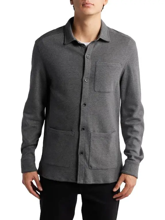 Robert Barakett Lockhead Cotton Blend Knit Overshirt - Dark Grey