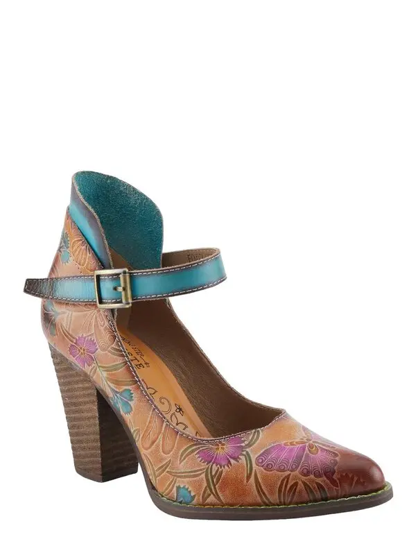 SPRING STEP SHOES Foxglove Ankle Strap Pump - Camel Multi