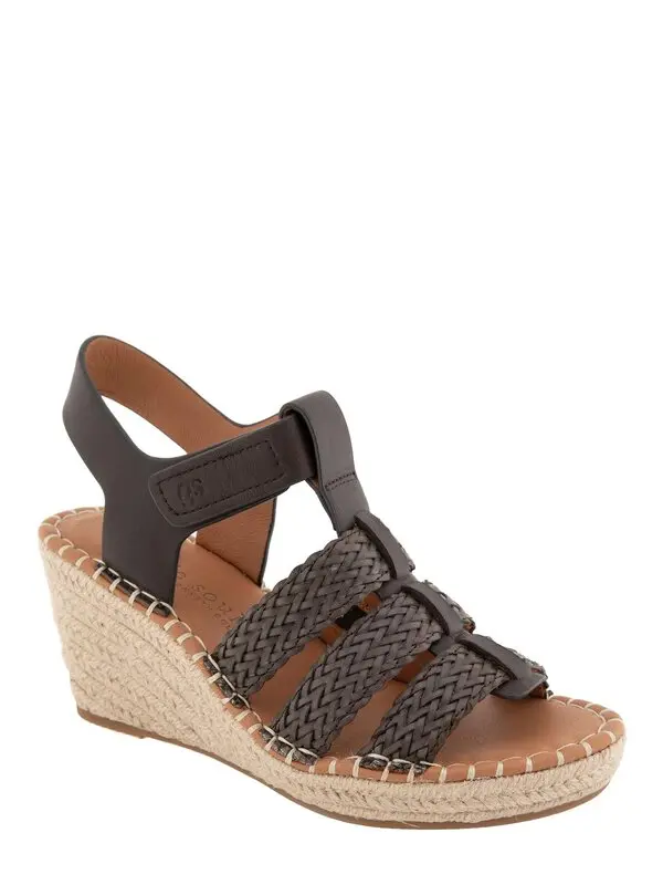 Gentle Souls By Kenneth Cole Caplin Espadrille Platform Wedge Sandals - Chocolate Leather
