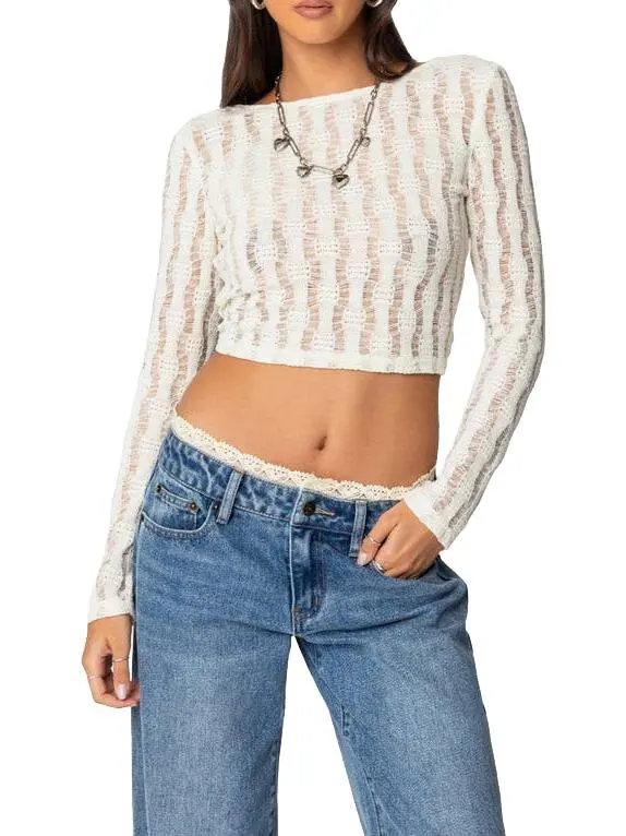 EDIKTED Twisted Back Knit Crop Top - Beige