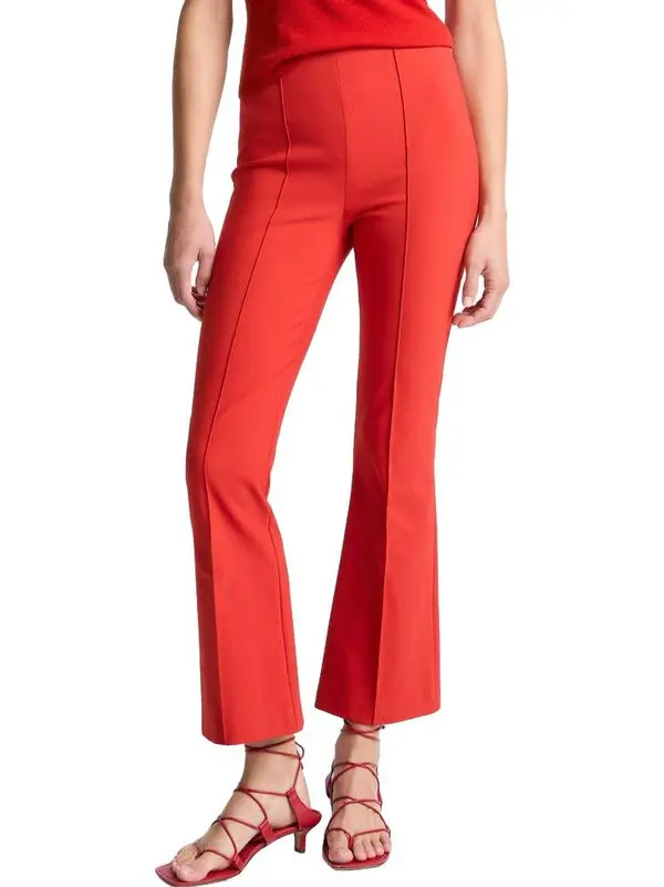 Vince Pintuck Pleat Crop Flare Pants - Dark Poppy