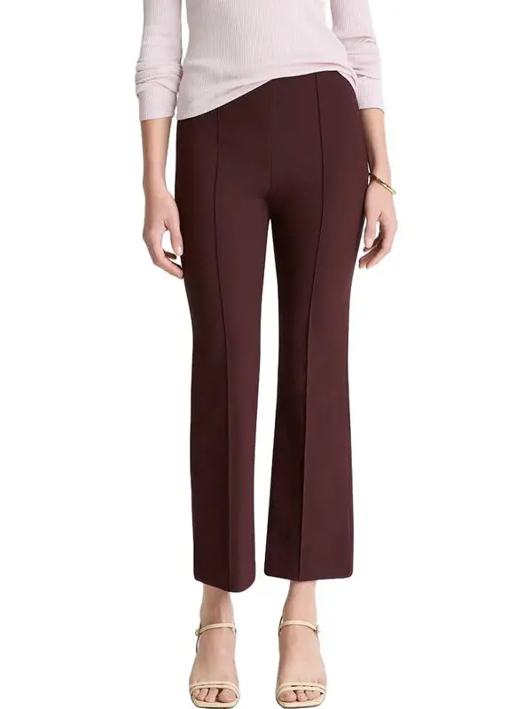 Vince Pintuck Pleat Crop Flare Pants - Oxblood