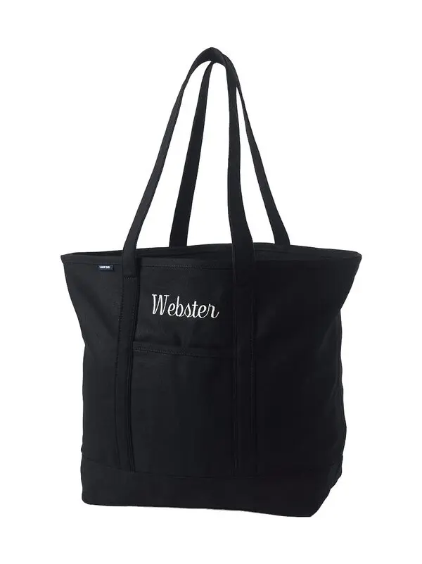 LANDS' END Open Top Canvas Tote Bag - Black/black