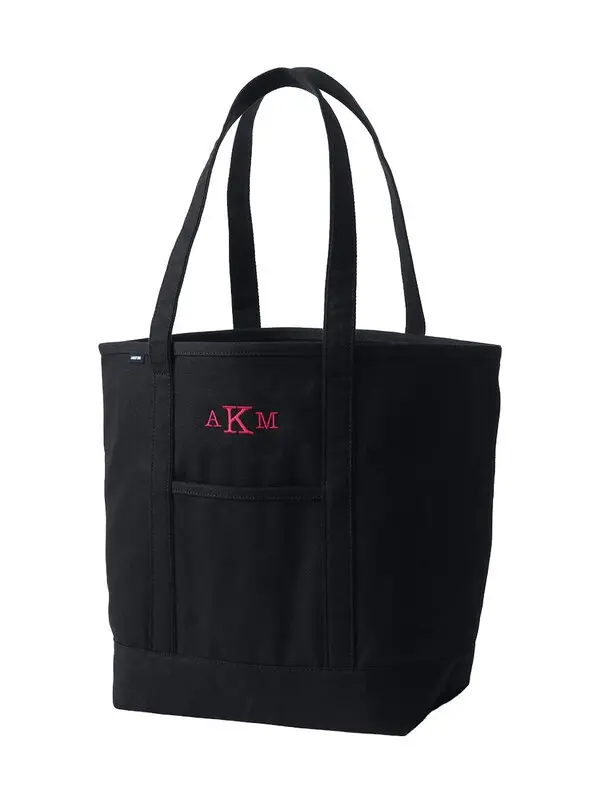 LANDS' END Open Top Canvas Tote Bag - Black/black