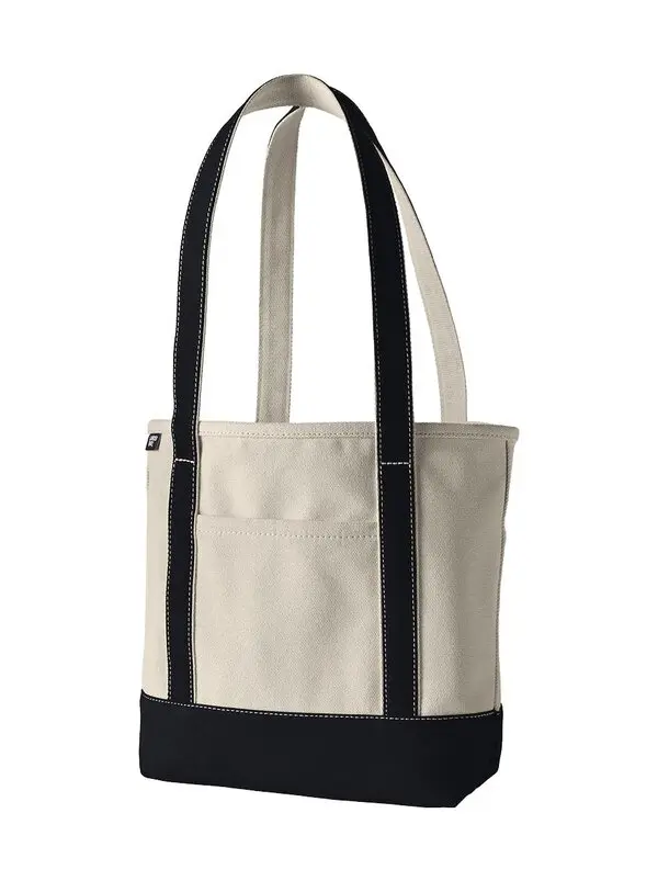 LANDS' END Open Top Canvas Tote Bag - Natural/black