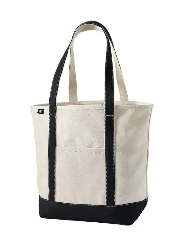 LANDS' END Open Top Canvas Tote - Natural/black