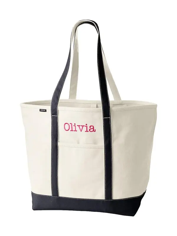 LANDS' END Open Top Canvas Tote - Natural/black
