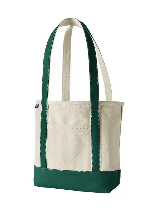 LANDS' END Open Top Canvas Tote Bag - Natural/bright Spruce