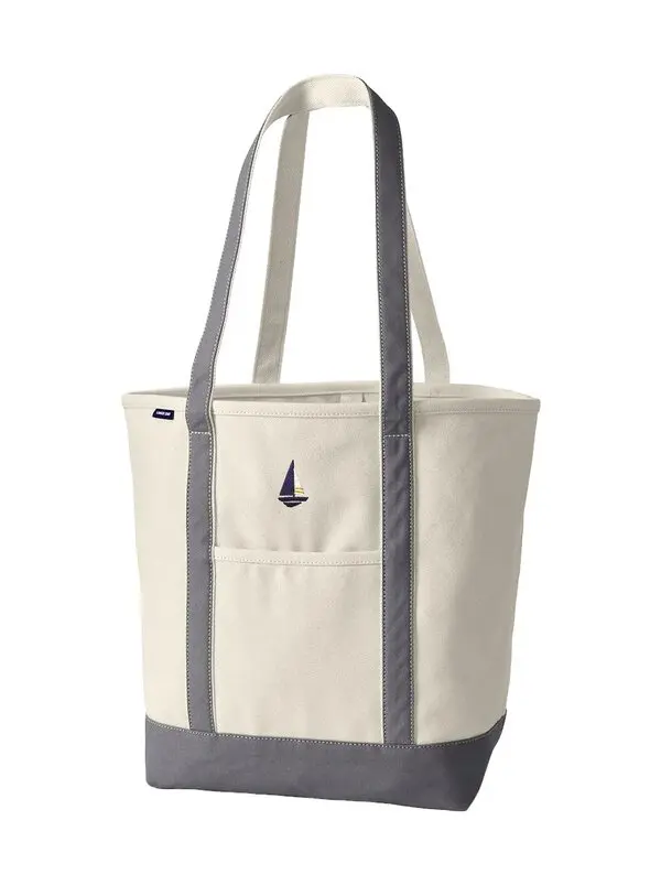 LANDS' END Open Top Canvas Tote - Natural/silver Graphite